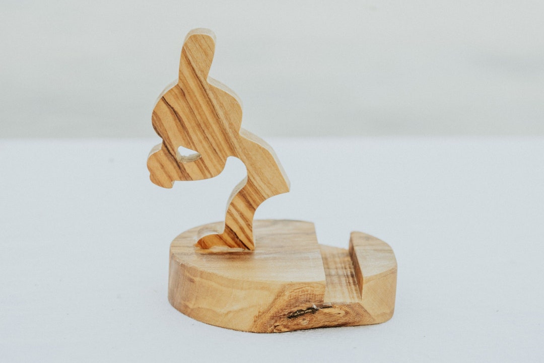 Phone Wood Stand, Olive Wood Phone Holder, Handmade Smartphone Wooden ...