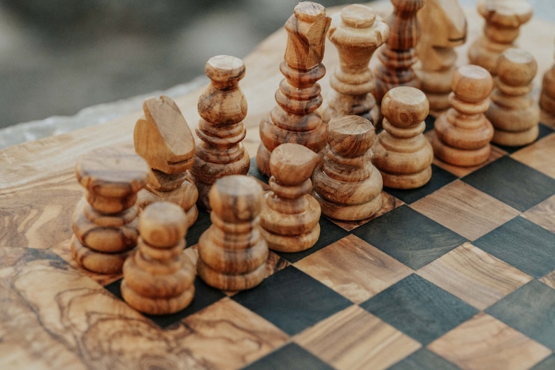 Wood Chess Set, Olive Wood Antique Chess Set, Handmade Wooden Chess Set ...