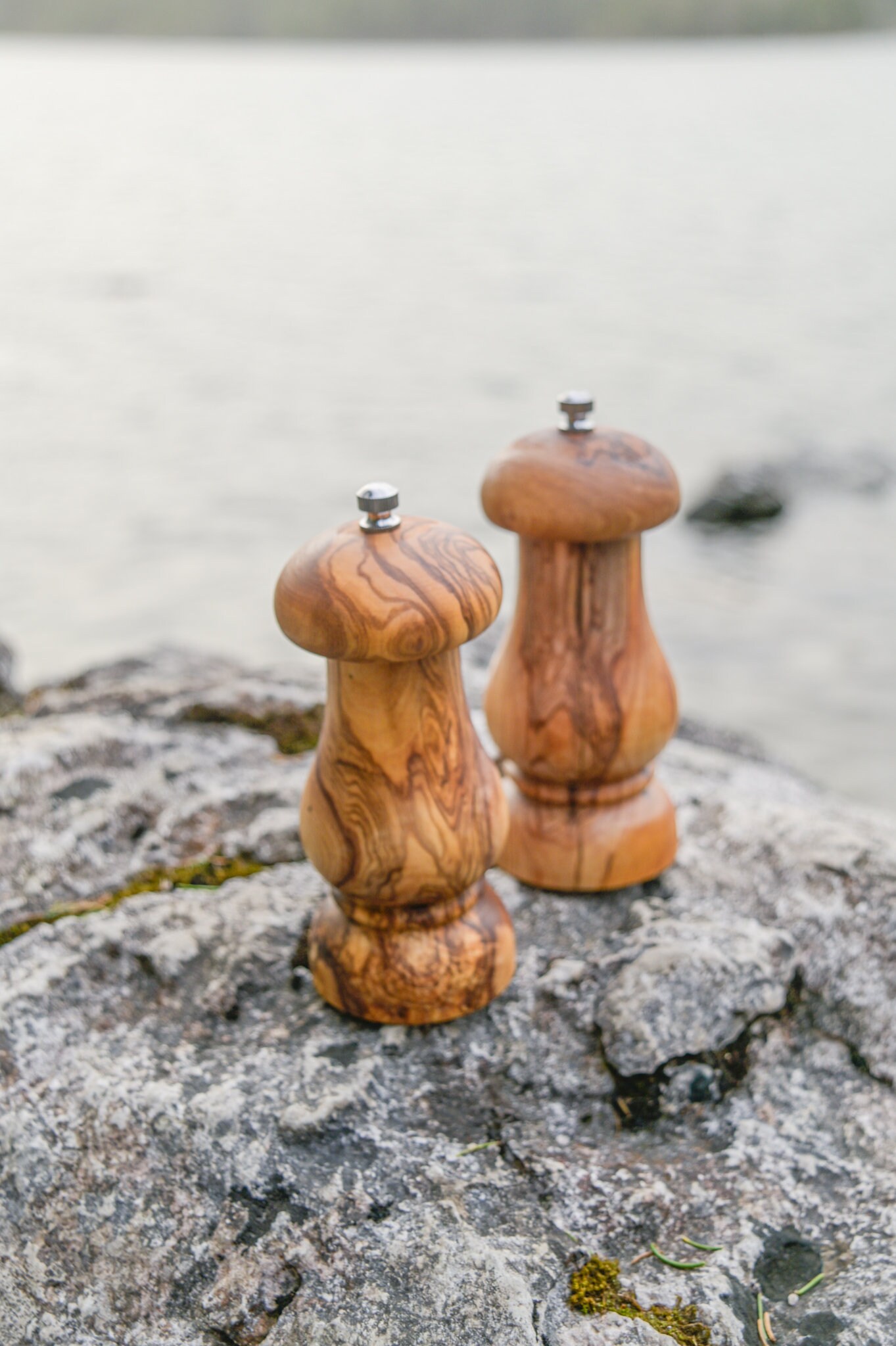 Salt and Pepper Grinder Set, Olive Wood Grinder, Olive Wood Pepper Mill ...