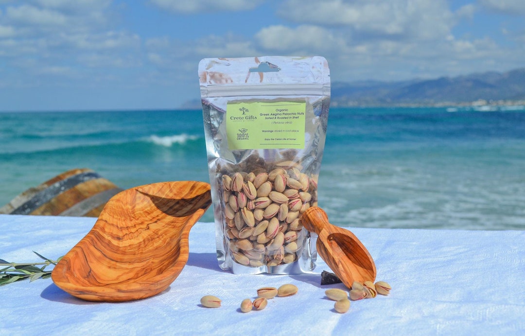 Pistachio Gift Set, Greek Aegina Pistachio, Olive Wood Bowl, Gourmet ...