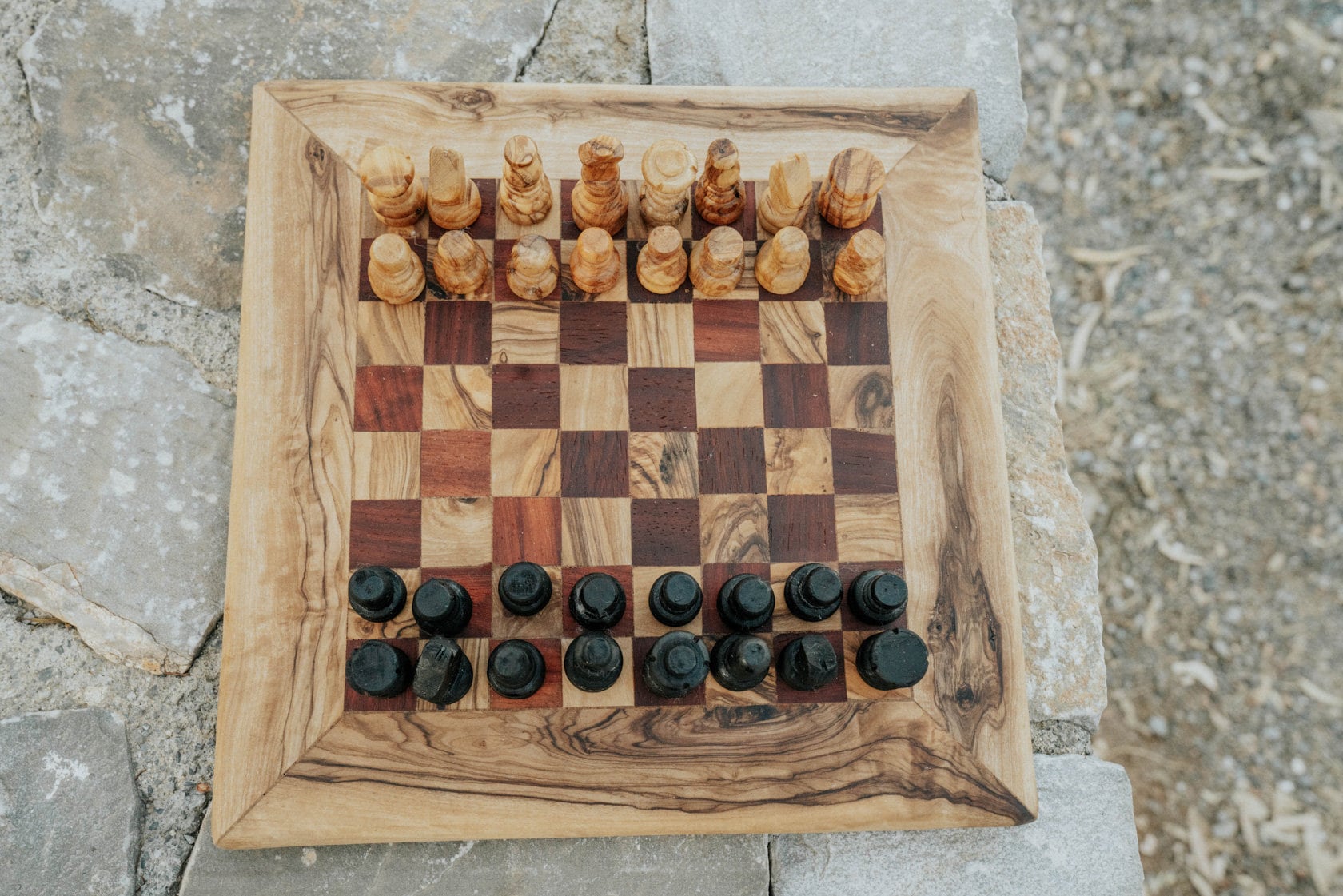 Olive Wood Chess Set, Olive Wood Chess Board, Handmade Wooden Chess Set ...