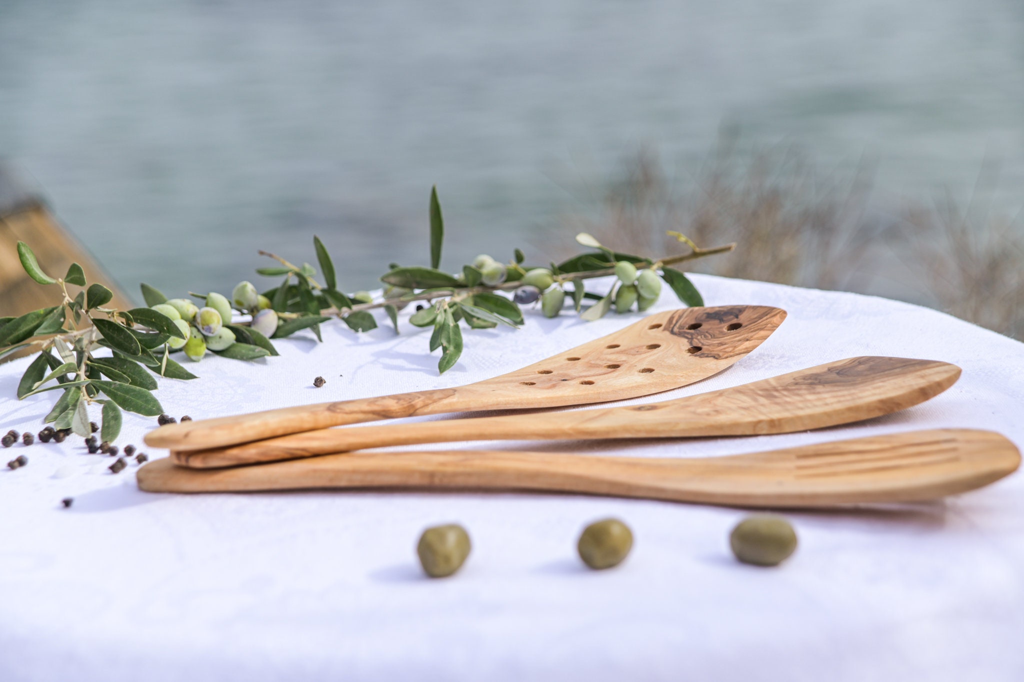 Olive Wood Kitchen Utensils Set of 3 Cooking Utensils - Etsy