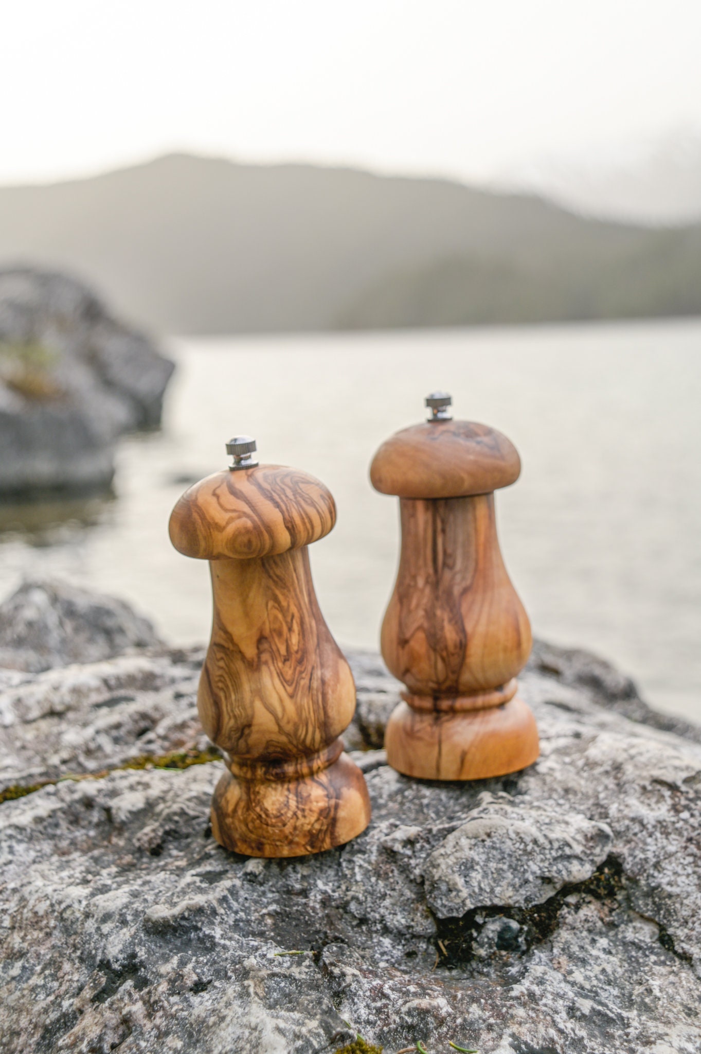 Salt and Pepper Grinder Set, Olive Wood Grinder, Olive Wood Pepper Mill ...