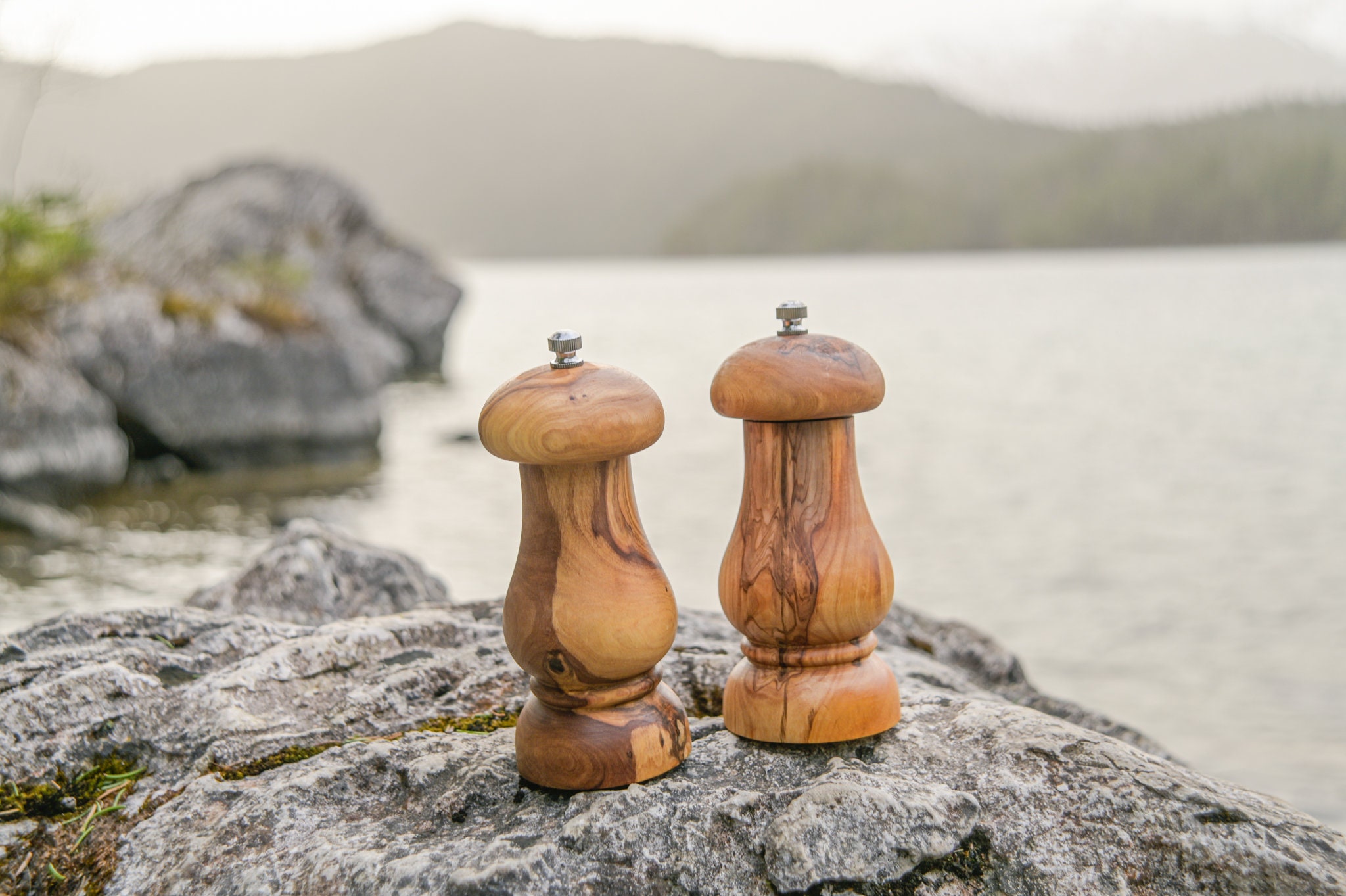 Salt and Pepper Grinder Set, Olive Wood Grinder, Olive Wood Pepper Mill ...
