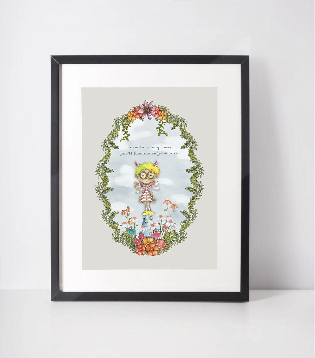 Whimsical Happiness Fairy Artwork. Watercolor Art Print. - Etsy