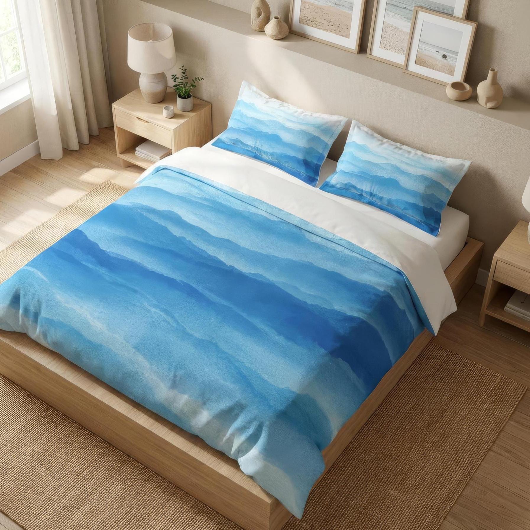 Ocean Wave Duvet Cover Set, Coastal Watercolor Bedding - Etsy