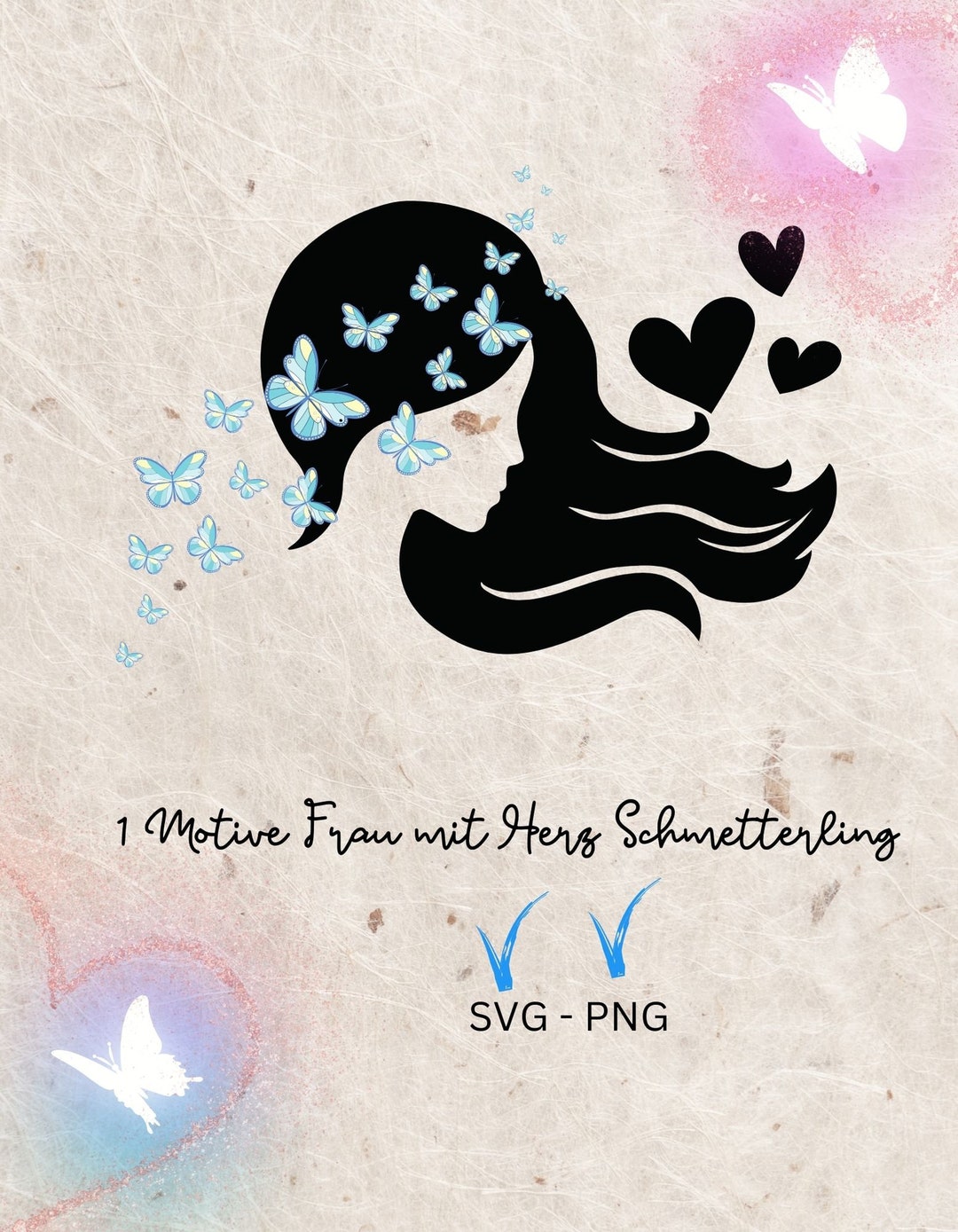 Lady Svg, Woman Svg, Woman With Butterfly Svg, Butterfly Svg, Png, T ...