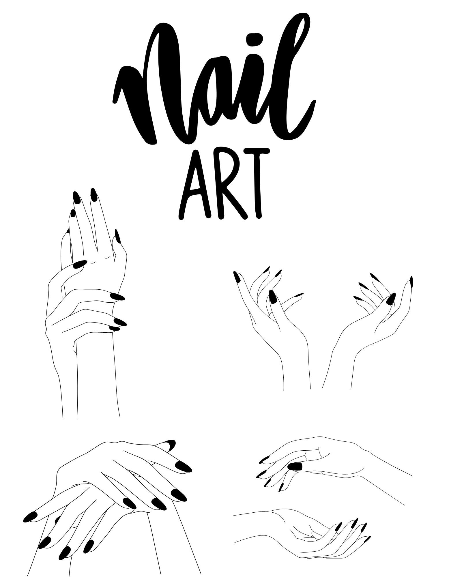 Plotter File Nails Nails Hands Hand Painted Nails 4 Files Svg Png - Etsy