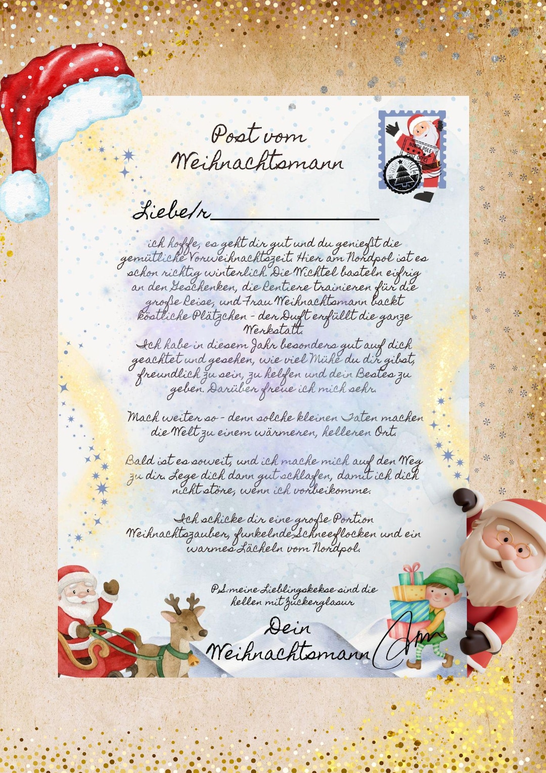 Post vom Weihnachtsmann, personalisierbarer Brief ,Nordpol ...