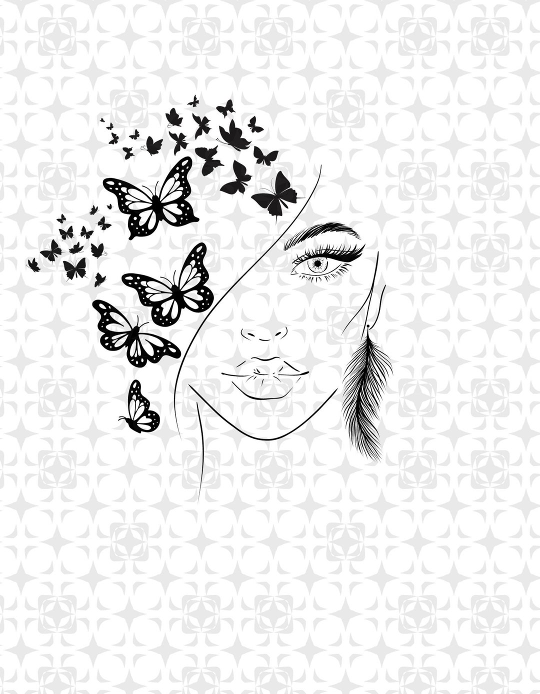 Lady Svg, Woman Svg, Woman With Butterfly Svg, Butterfly Svg, Png, T ...