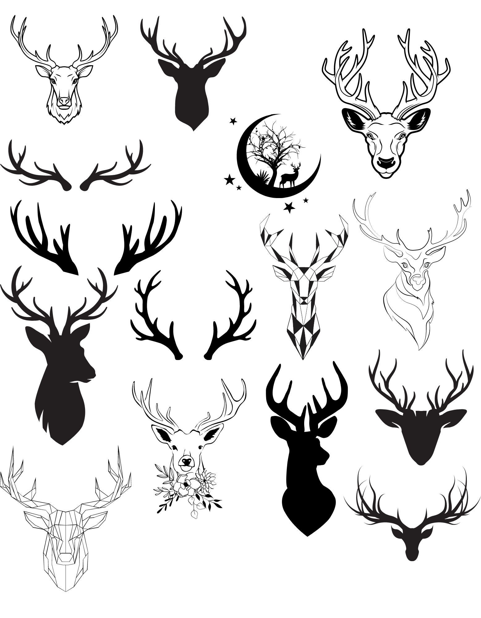Svg, New, NEW, Deer, Antler, Svg, New, NEW, Digital, SET, 14 Files, Set ...