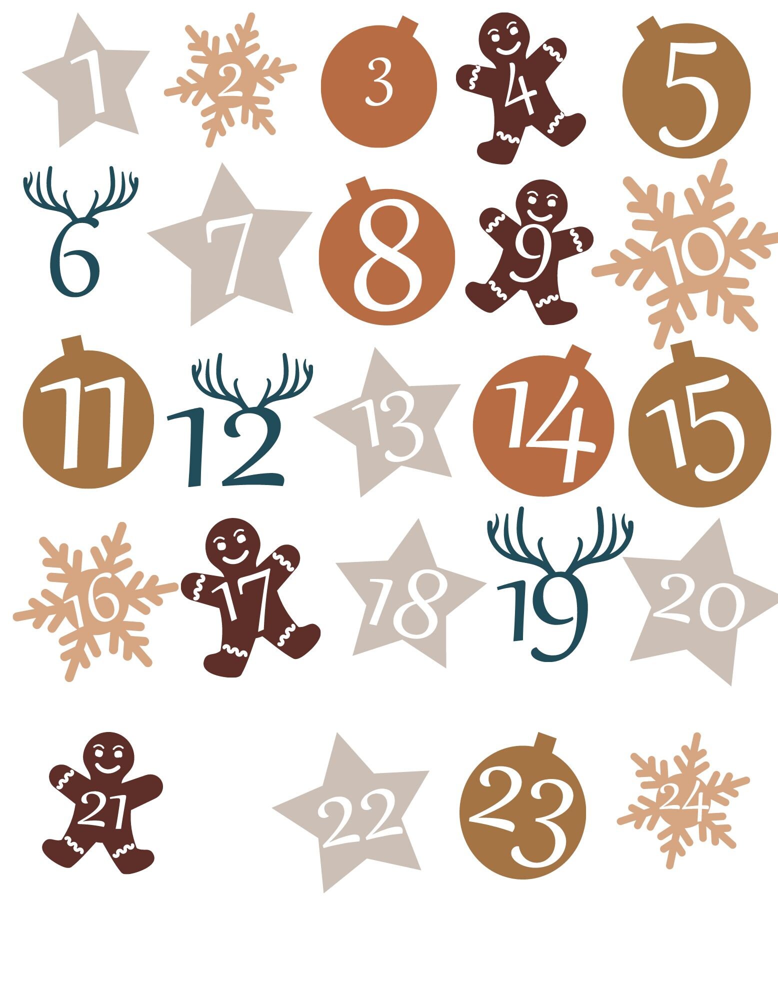 Advent Calendar Numbers Plotter File, Laser NEW, New, Christmas, 1-24 ...
