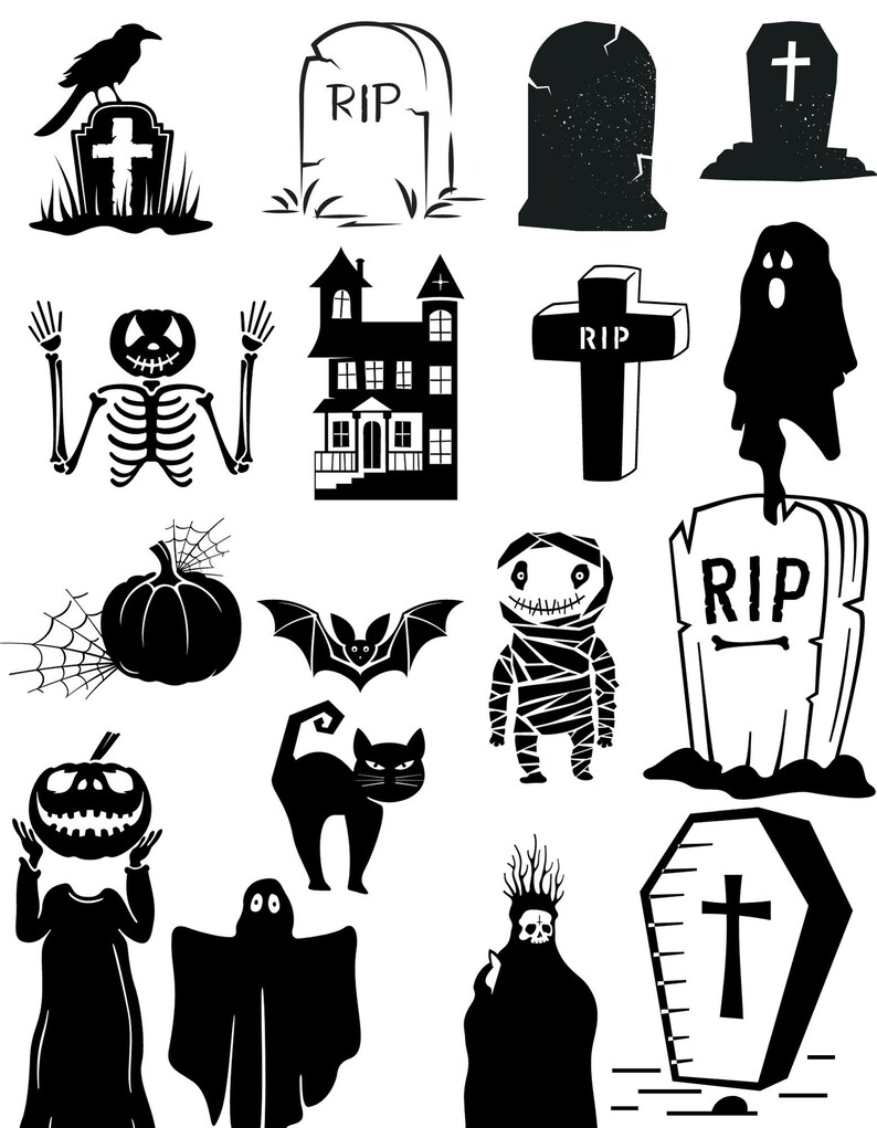 Halloween Digital Clipart Set,spooky Graphics,halloween Party Decor ...