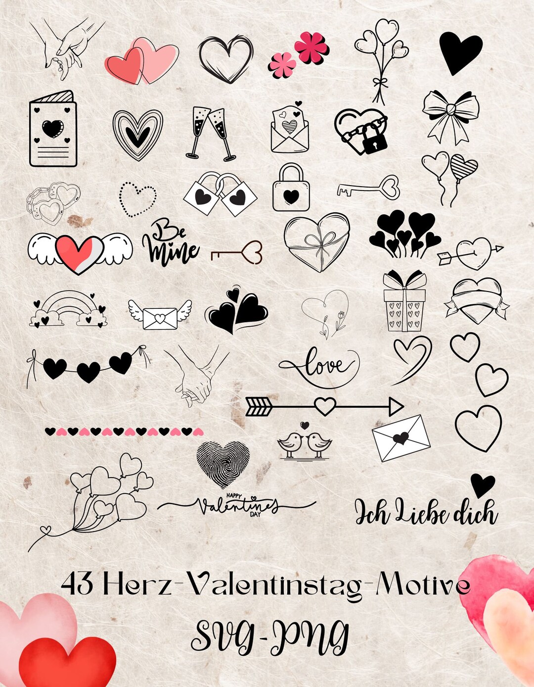 Herzen svg Bundle,Plotterdatei Herz für Cricut, Herzen Vector Bundle,Hearts PNG Clipart ...