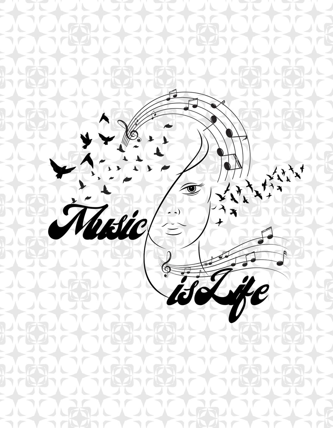 Lady Svg,woman Svg,woman With Sheet Music Svg,birds Svg,png,t Shirt ...