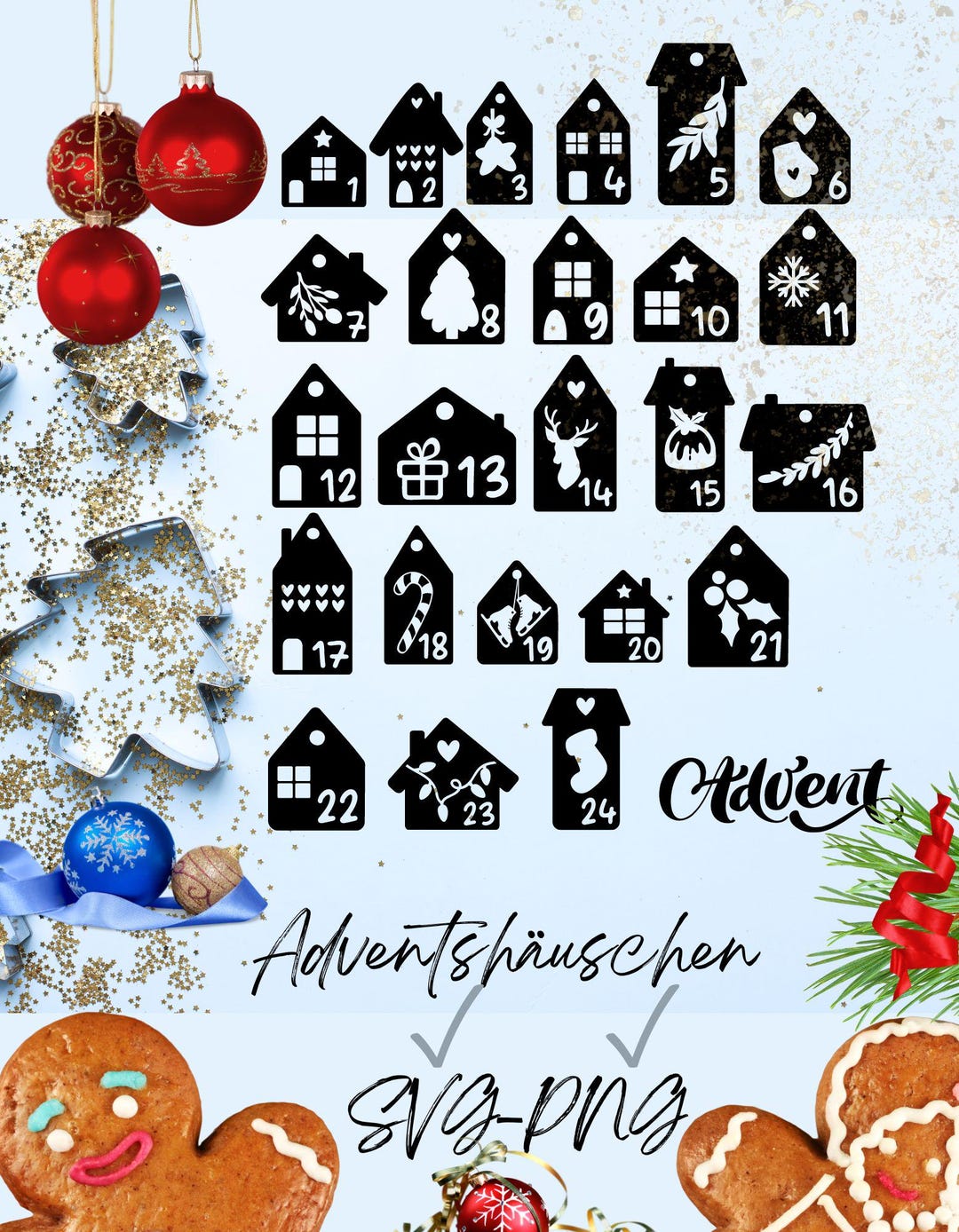 Advent Calendar Numbers Plotter File, Laser NEW, New, Christmas, 1-24 ...