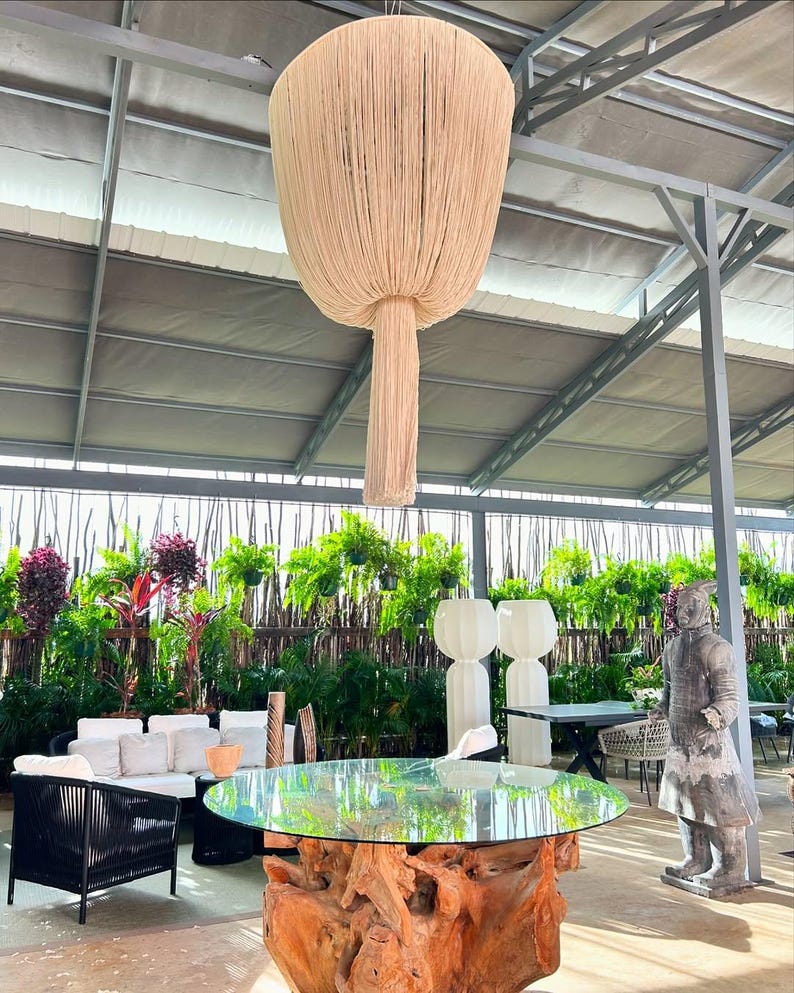 Grand Macrame Chandelier Light, Extra Large Bohemian Ceiling Fixture ...