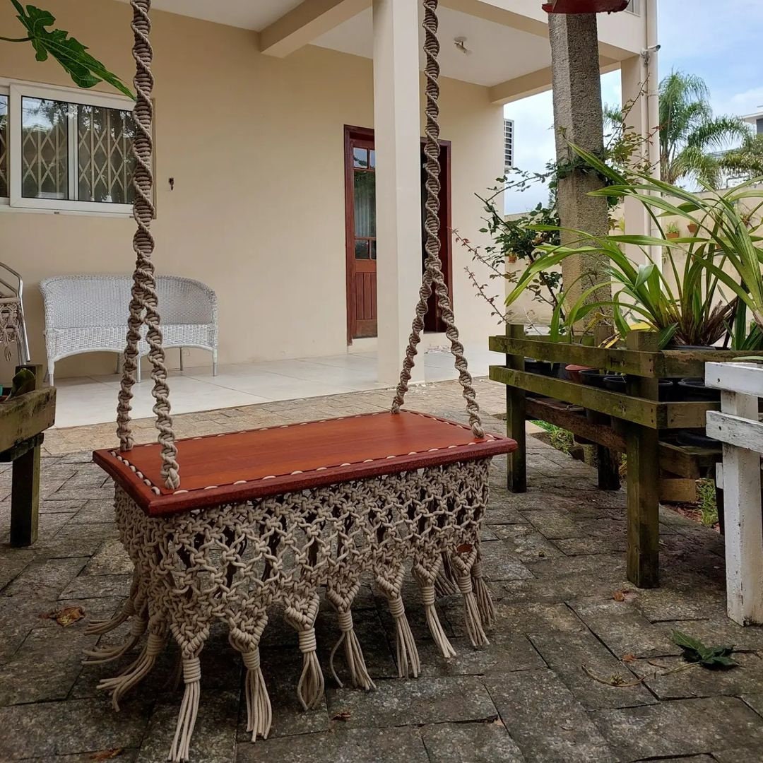 Beautiful Handmade Decoration, Macrame Wood Swing, Tree Hanging Swing ...
