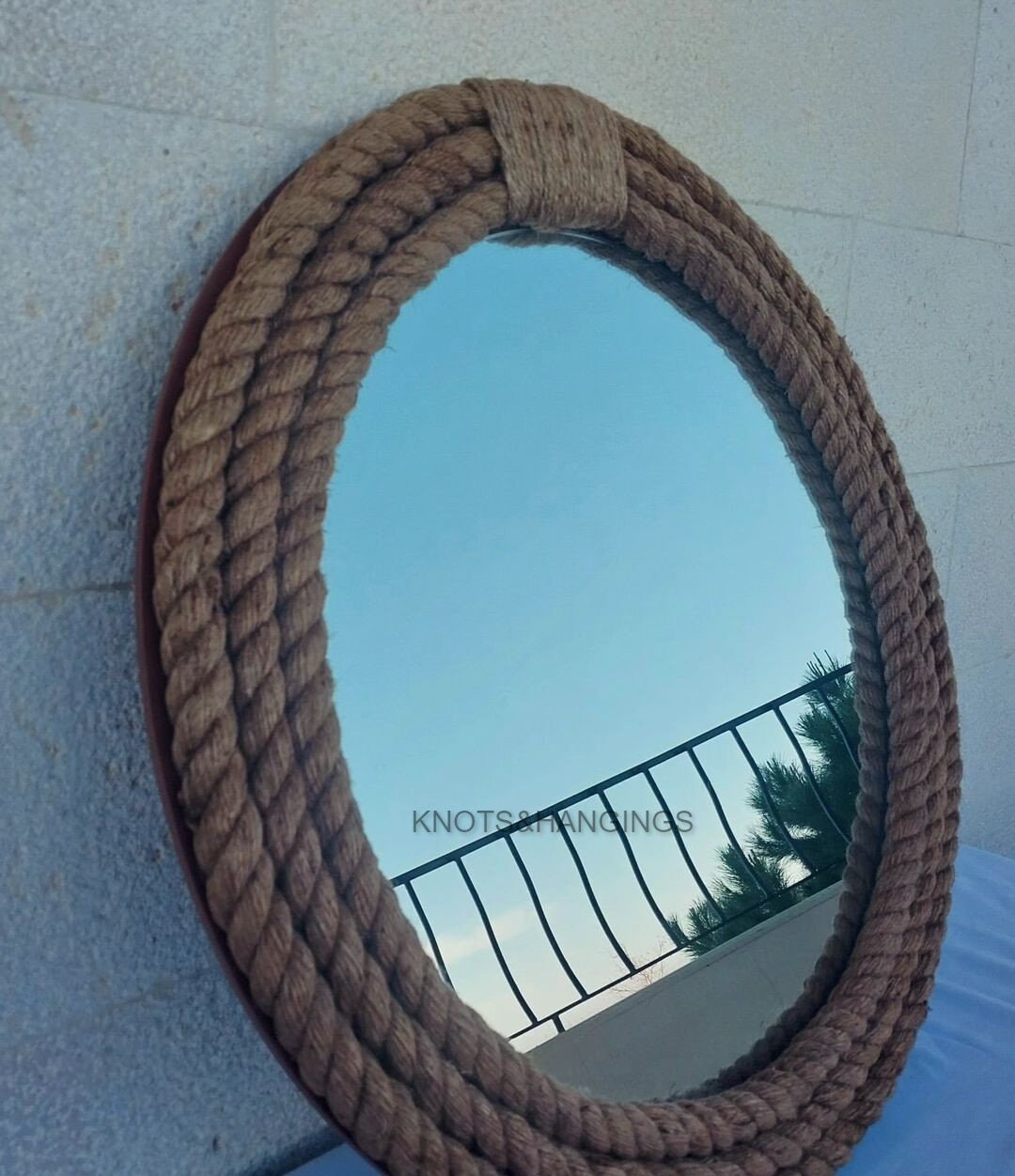 Handwoven Jute Mirror | Coastal Wall Mirror | Rope Frame Mirror for ...
