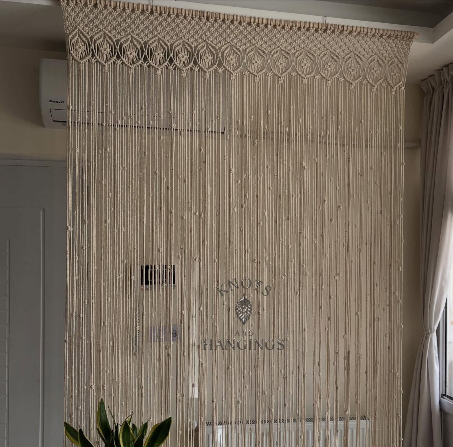 Macrame Curtain Panel | Handmade Door Curtain | Cotton Rope Window ...