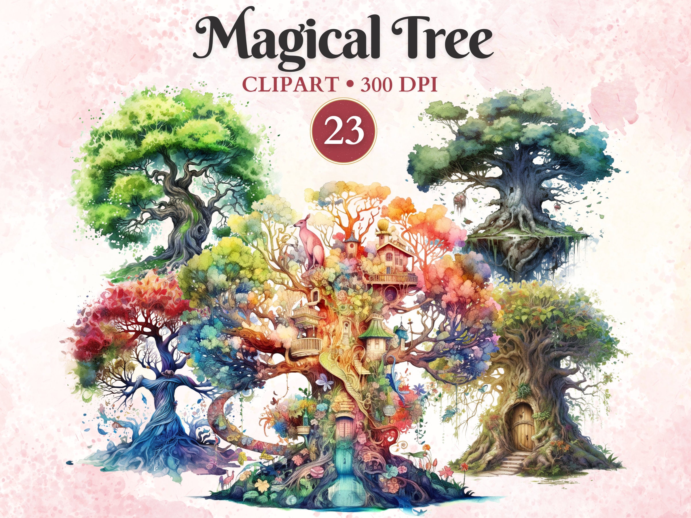 Magical Tree Clipart, Watercolor, Png, Whimsical, Fantasy Tree, Fairy ...