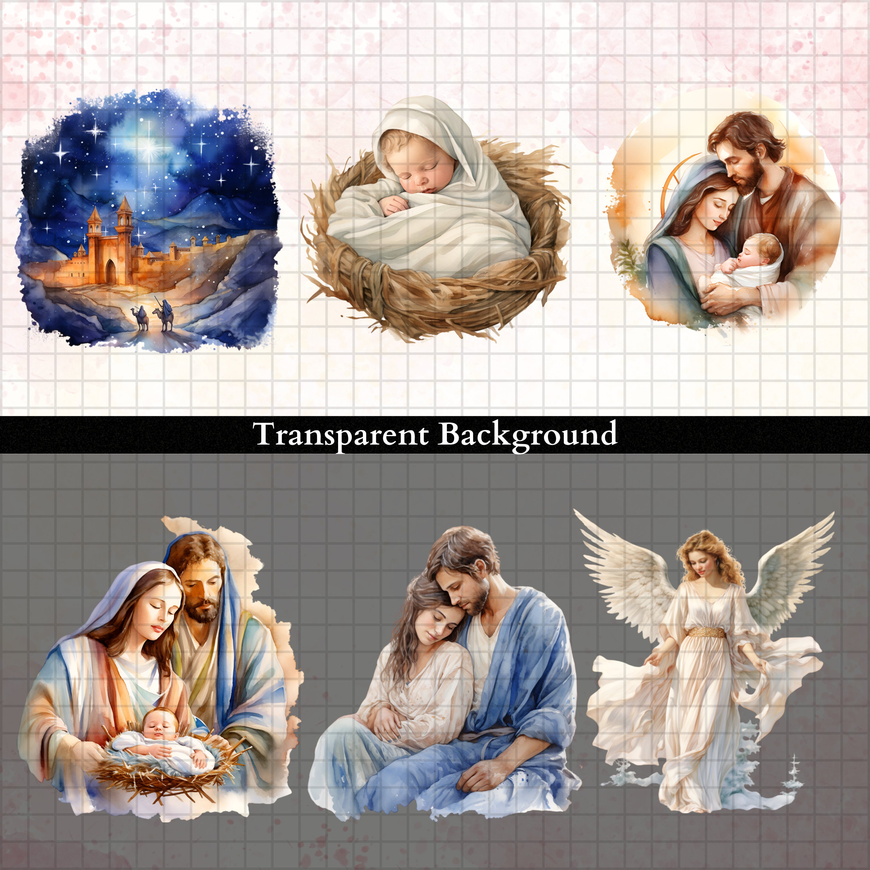 Nativity Clipart Bundle, Three Wise Men, Mary and Joseph, Holy Family ...