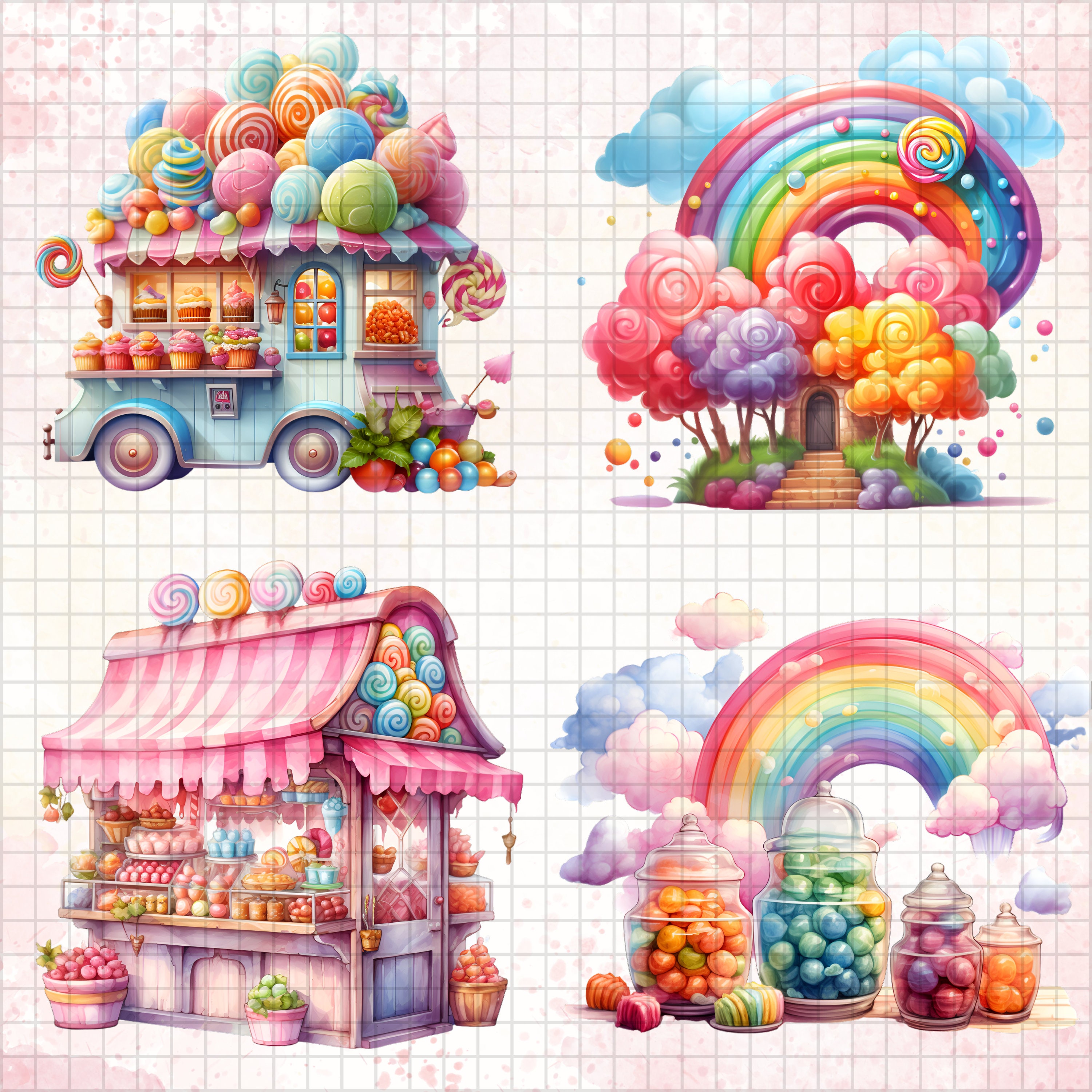 Rainbow Candy Shop Clipart, Candy Storefront Clipart, Candy Store ...