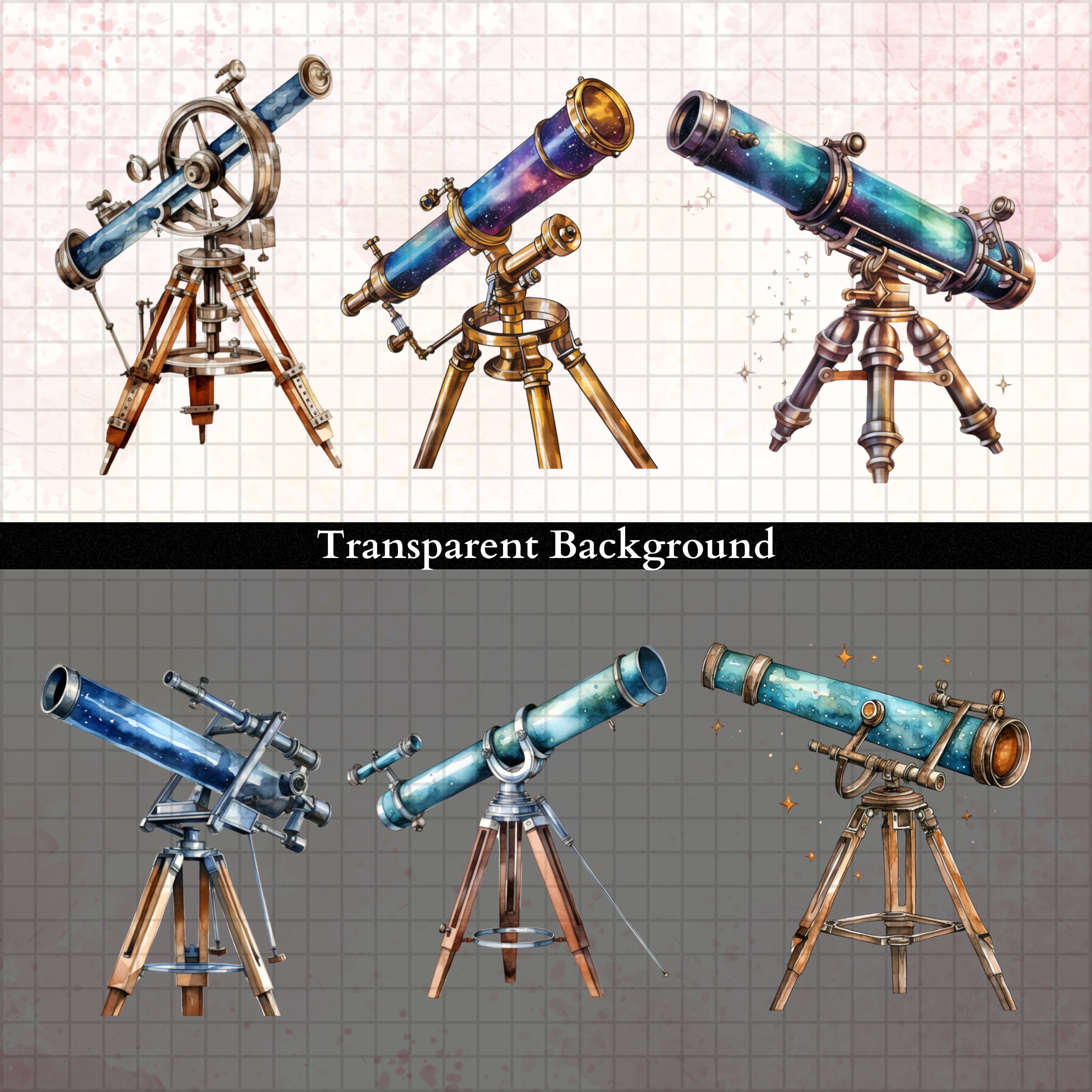 Telescope Clipart, Watercolor, Space, Galaxy Clipart, Universe, Png ...