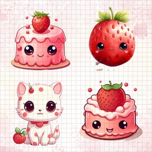 Kawaii Strawberry Food Clipart, Cute Strawberry, Kawaii Fruit ...