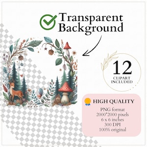 Magic Forest Frame Clipart, Printable Greenery Frame Png, Fantasy ...