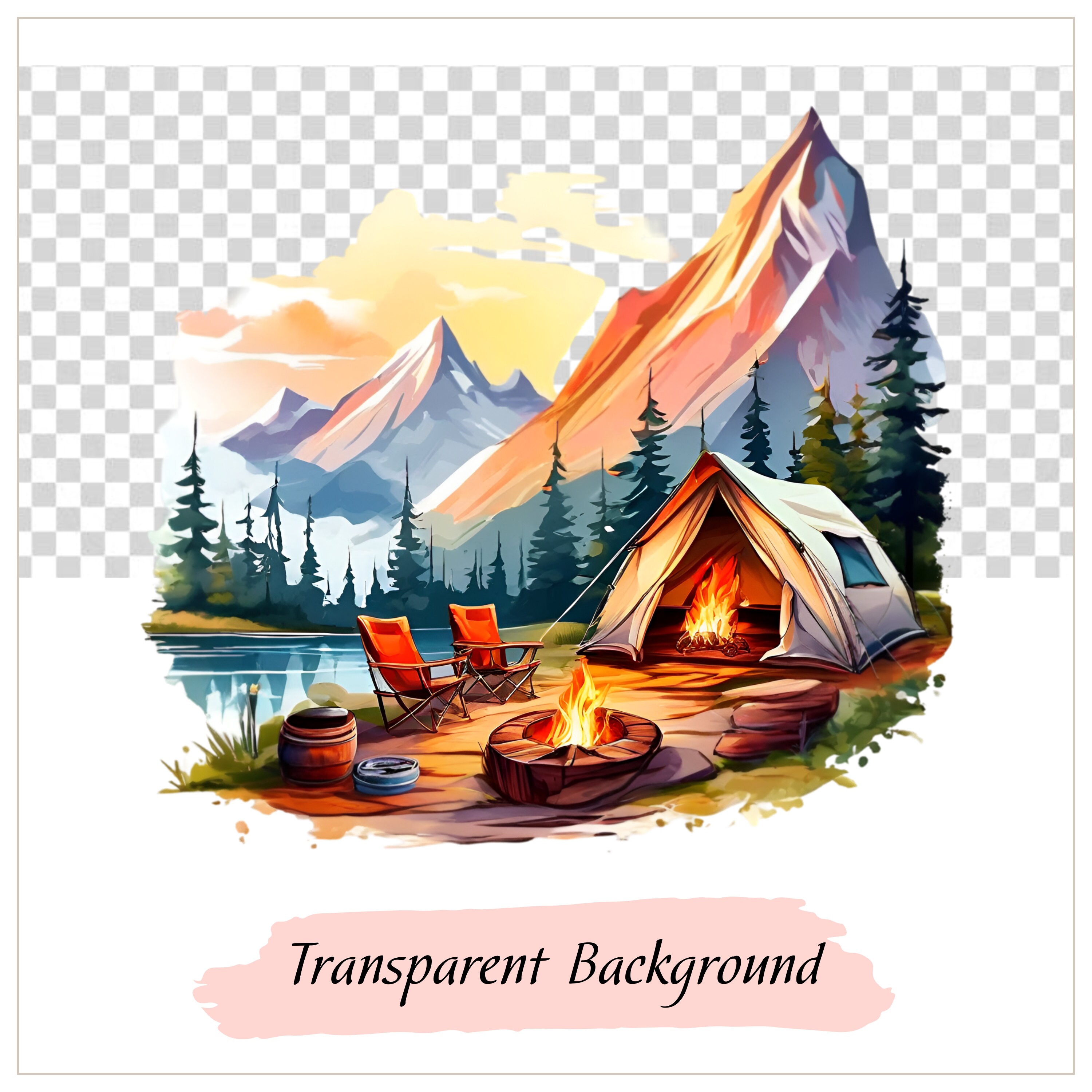 Campsite Clipart, Tent Camping, Camping Vector, Forest Graphics ...