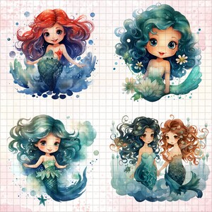 Little Mermaid Clipart, Underwater Art, Watercolor Mermaid, Sea Fairy ...