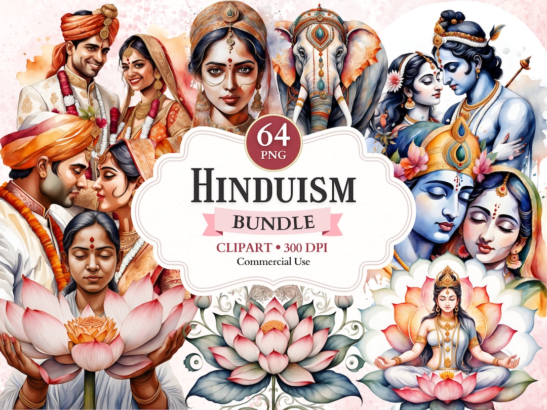 Hinduism Clipart Bundle, Taj Mahal Art, Hindu Deity, Cultural Symbols ...
