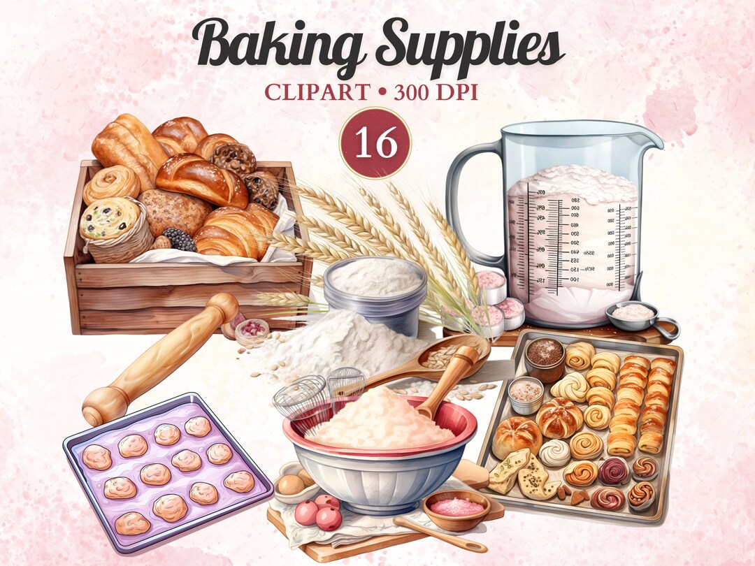Baking Supplies Clipart, Baking Utensil Clipart, Bakery Tools, Home ...