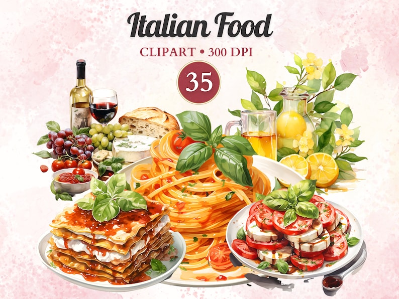 Italian Food Clipart, Italian Dishes, Food Png, Pasta Clipart, Pizza ...