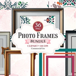 Photo Frames Clipart Bundle, Printable Picture Frame Png, Borders ...