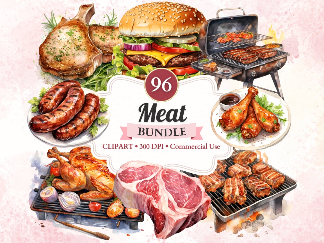 Meat Clipart Bundle, Grill Clipart, BBQ Clipart, Barbecue, Cooking ...