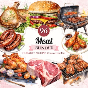 Meat Clipart Bundle, Grill Clipart, BBQ Clipart, Barbecue, Cooking ...