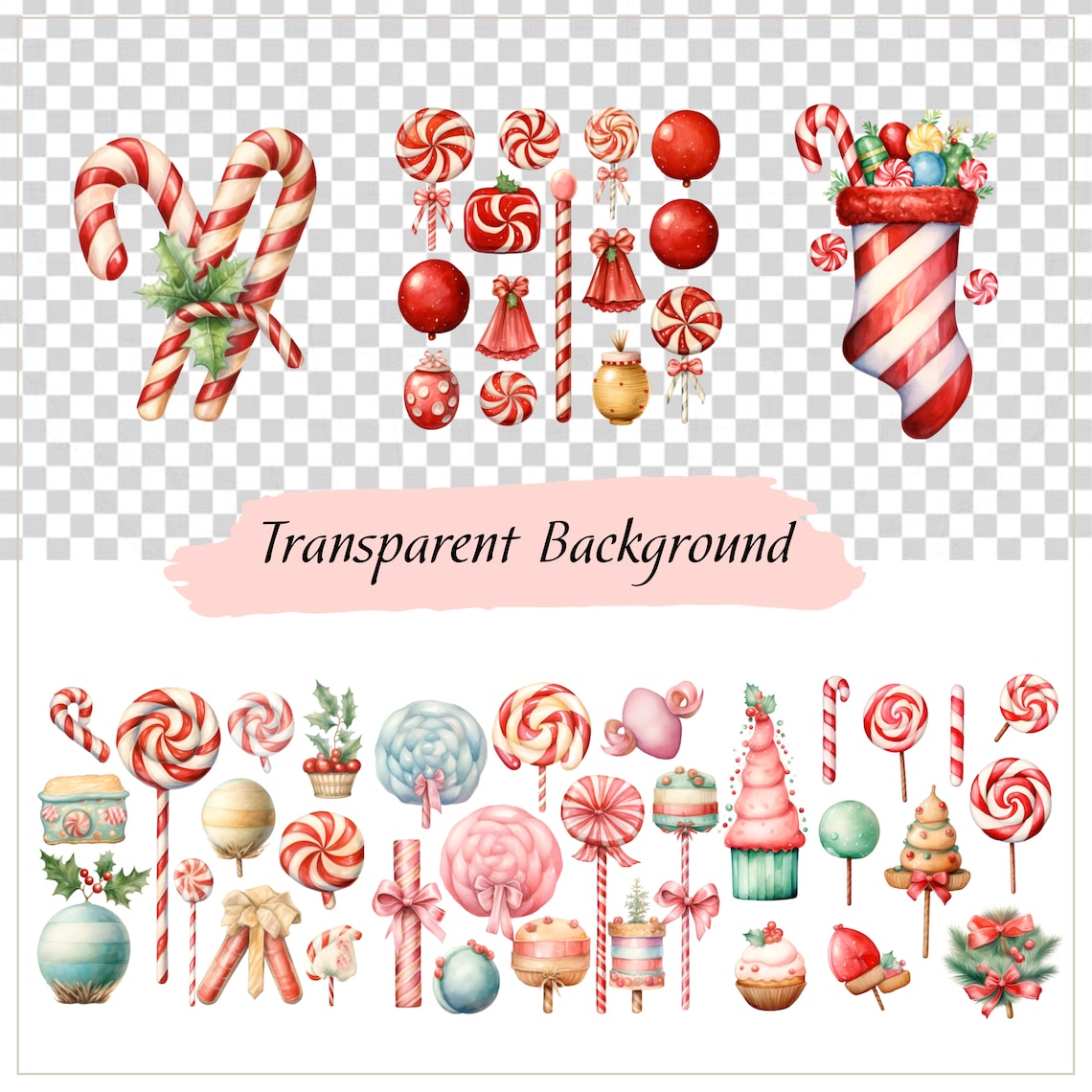 Christmas Candy Clipart, Candy Cane Png, Sweet Clipart, Christmas ...