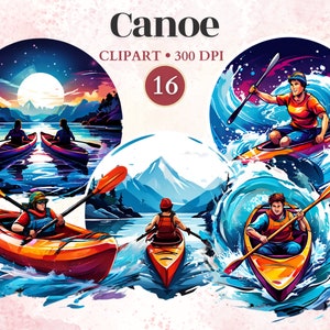 Canoe Clipart, Adventure Icons, Kayak Silhouette, Trail Vector Art ...