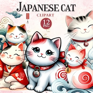Japanese Cat Clipart, Japanese Lucky Cat, Maneki Neko, Japan Clipart ...