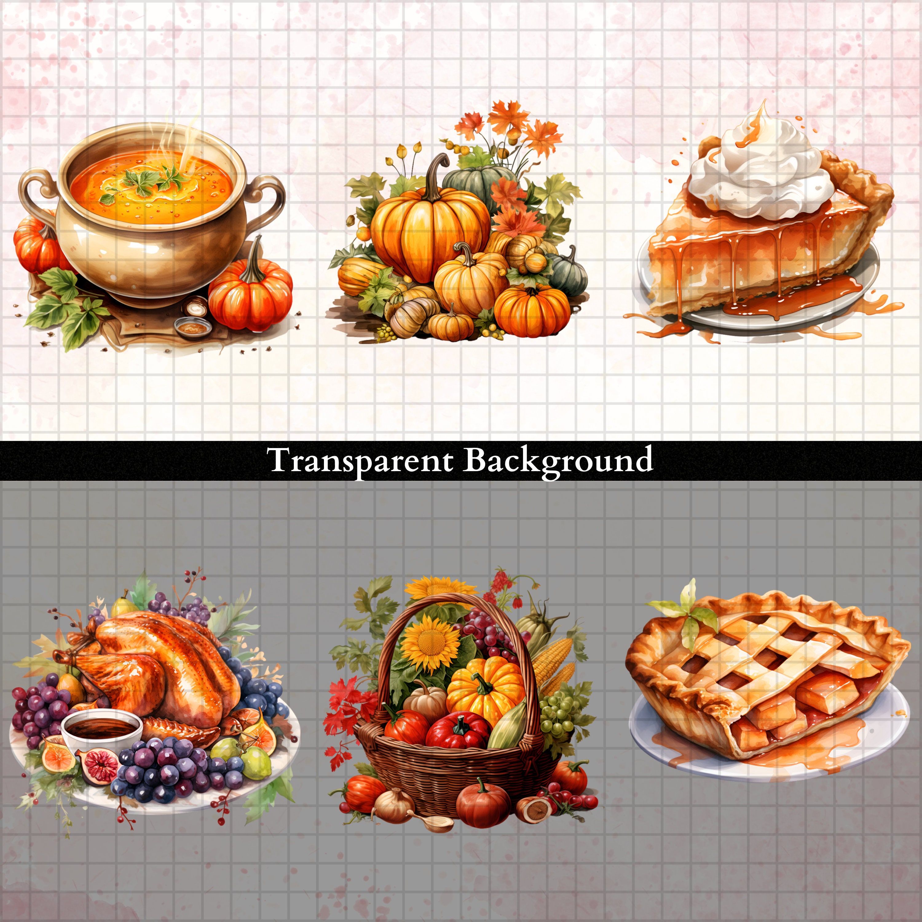 Thanksgiving Clipart Bundle Set Pumpkin Spice Food Pilgrim - Etsy