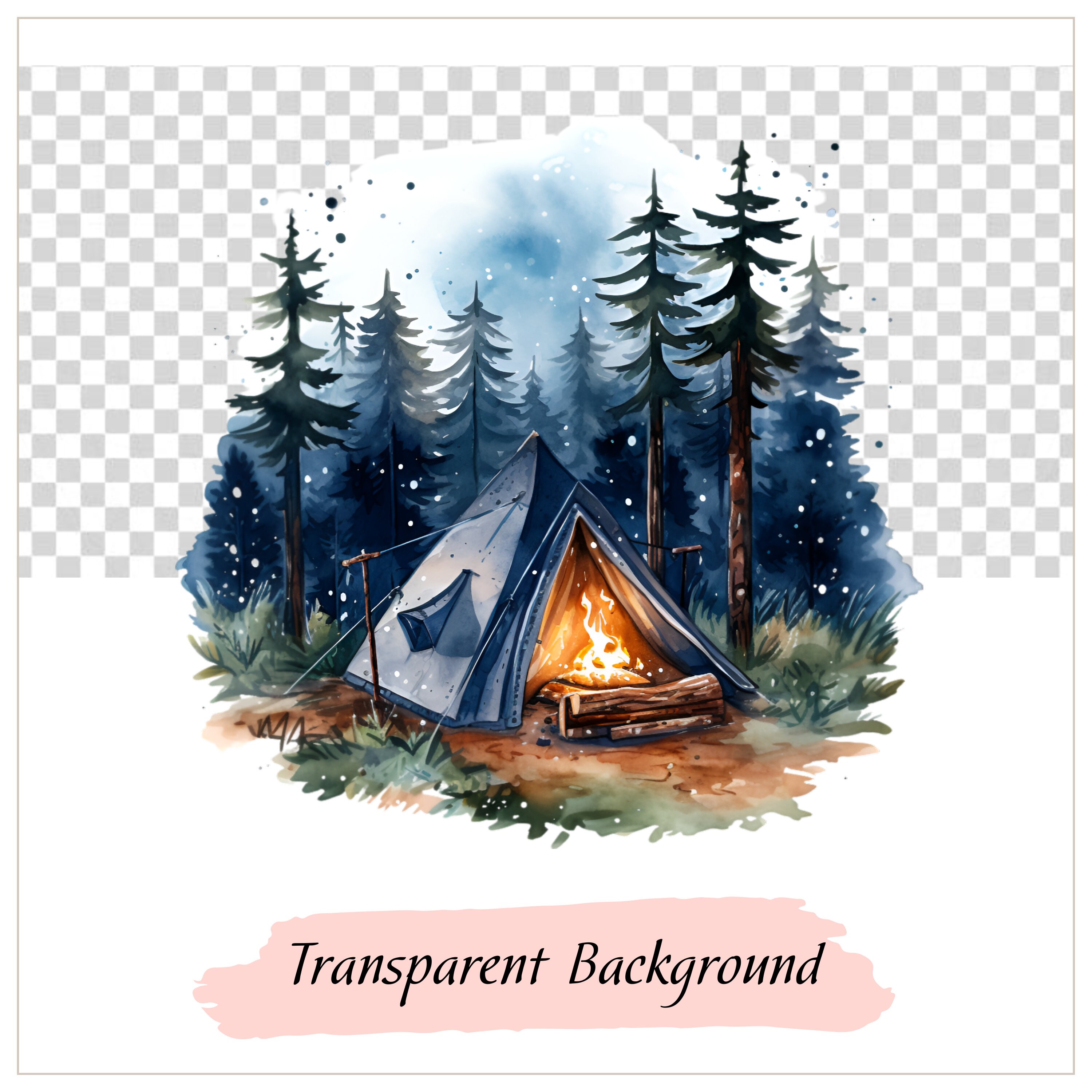 Camping Clipart, Mountain Vector, Forest Graphics, Enchanted Forest ...
