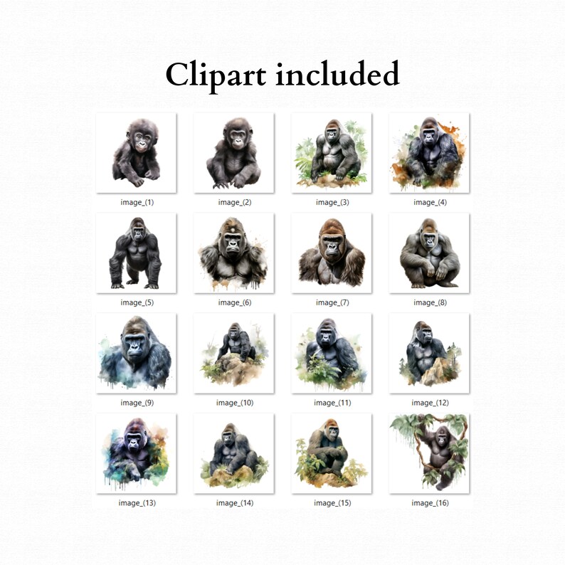 Gorilla Clipart, Monkey Png, Gorilla Vector, Jungle Animals Clipart ...