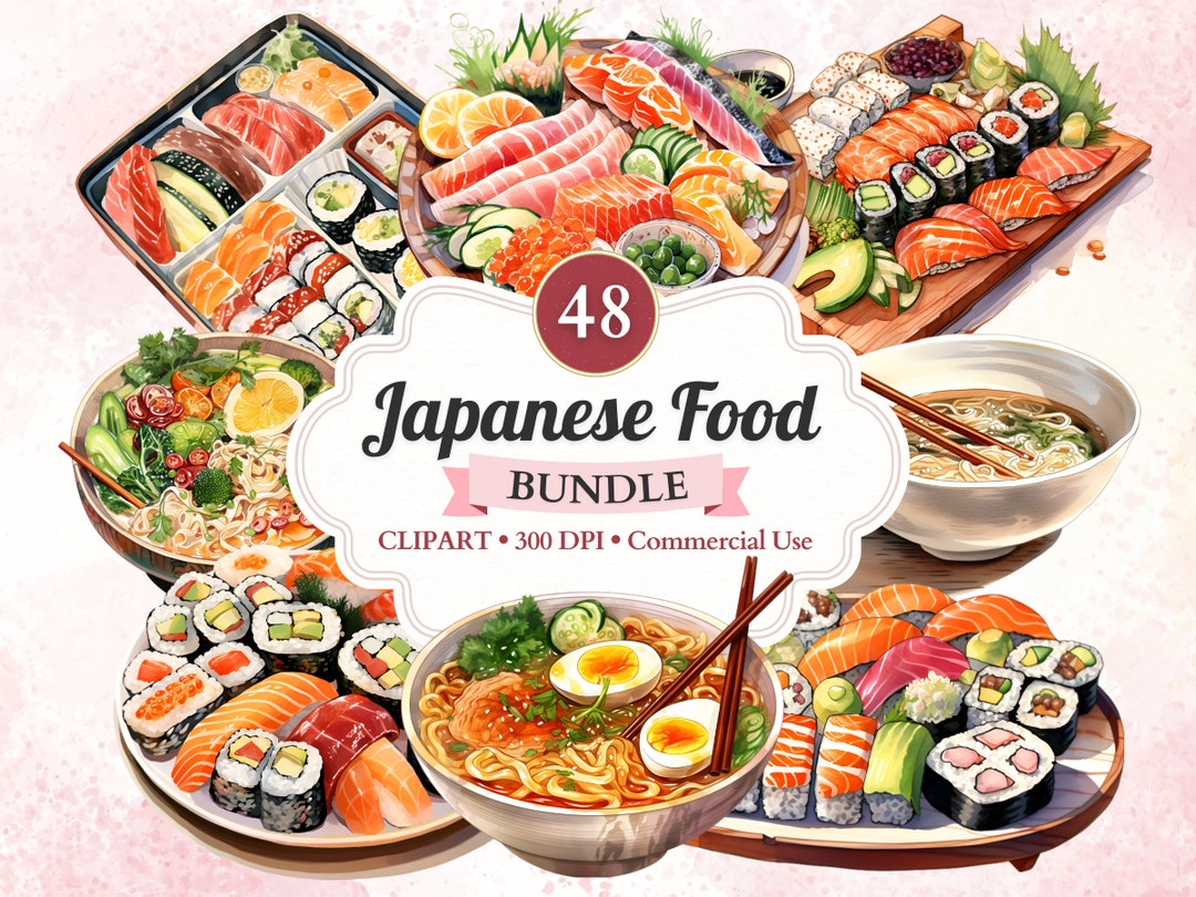 Japanese Food Clipart Bundle, Japanese Cuisine, Japan Food, Asian Food ...