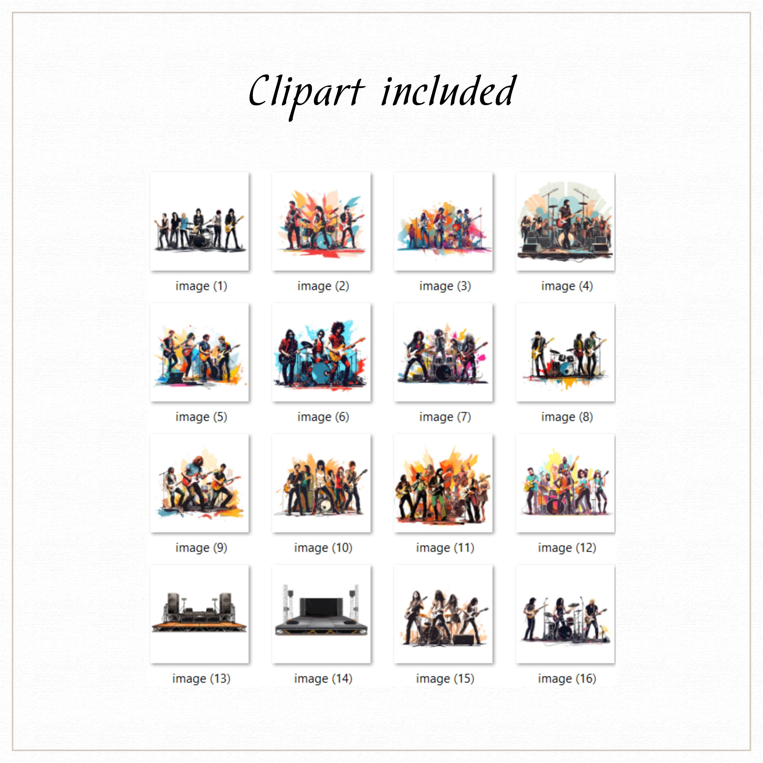 Rock Band Clipart: Rockstar Musicians, Concert Graphics (PNG Files) - Etsy