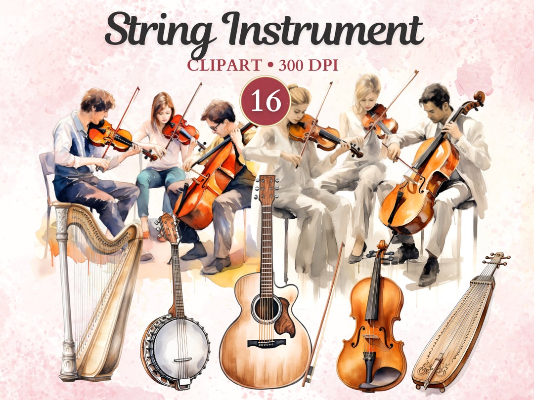 String Instrument Clipart, Musical Instrument, Violin, Guitar, Harp ...