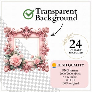 Rococo Frames Clipart Bundle, Antique Printable Frame Png to Ornate ...