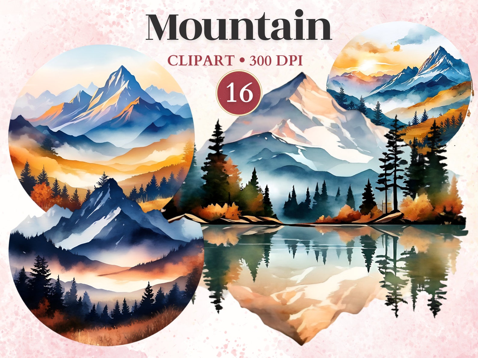 Mountain Silhouette Clipart, Mountain Range Silhouette, Trail Vector ...