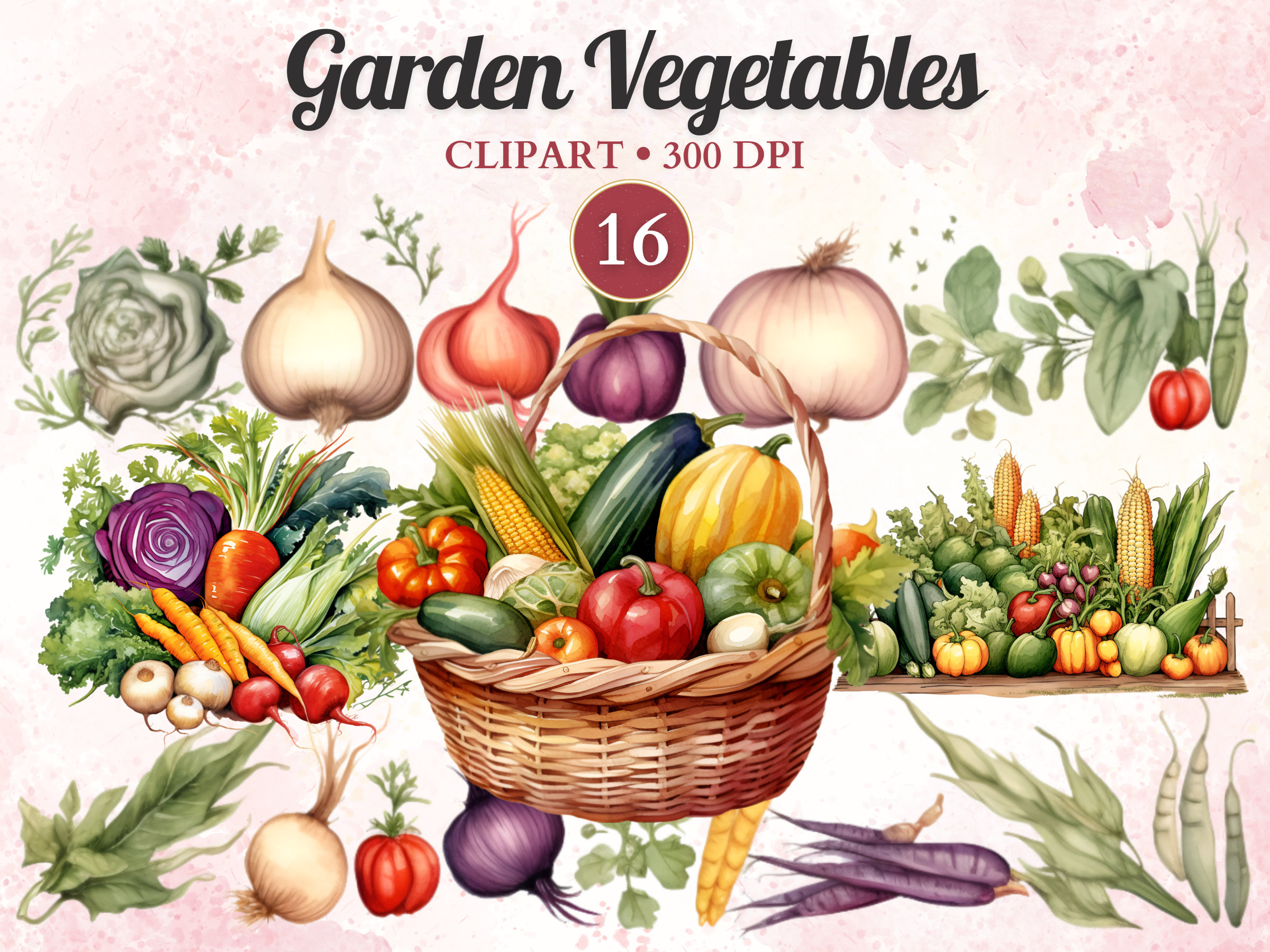 Garden Vegetables Clipart, Watercolor, Png, Healthy Food, Veggie, Vegan ...